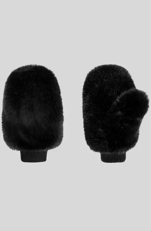 Cynthia Rowley Faux Fur Mittens - Black