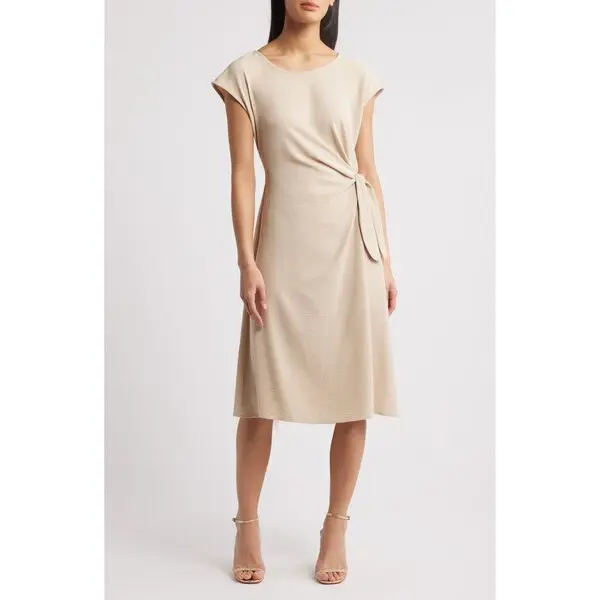 CONNECTED APPAREL Twist Wrap Waist Shift Dress
