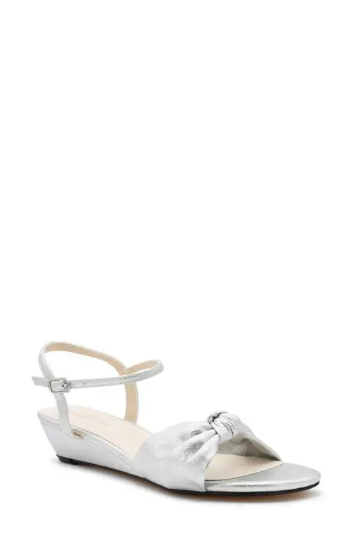 TOUCH UPS Rose Ankle Strap Wedge Sandal - Silver