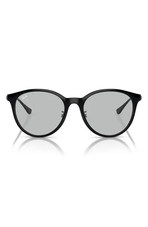 Ray-ban 55mm Round Frame Sunglasses - Black/light Grey