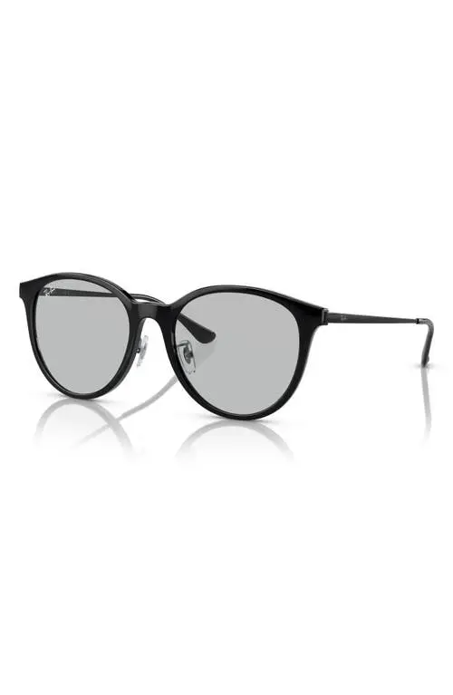 Ray-ban 55mm Round Frame Sunglasses - Black/light Grey
