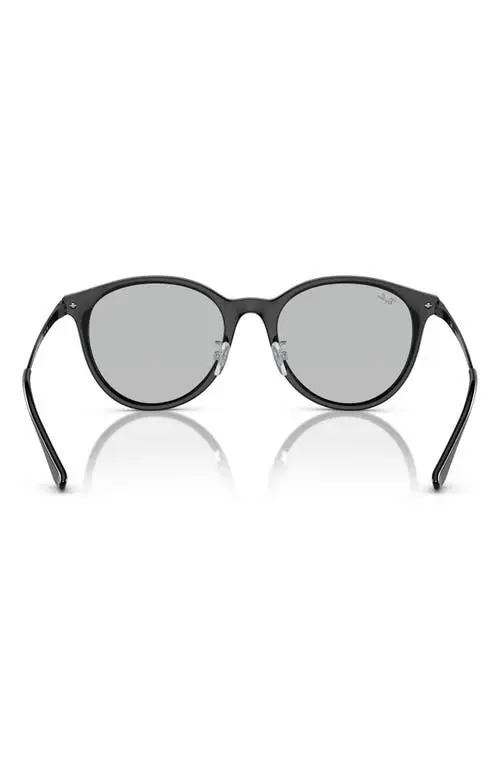 Ray-ban 55mm Round Frame Sunglasses - Black/light Grey