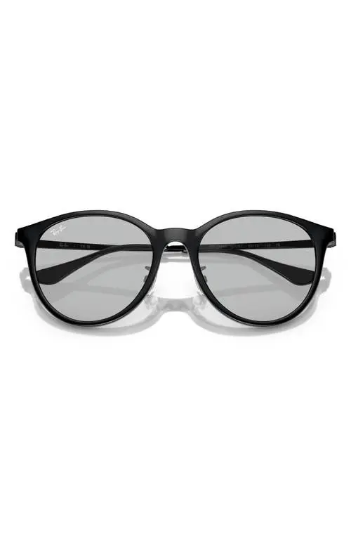 Ray-ban 55mm Round Frame Sunglasses - Black/light Grey