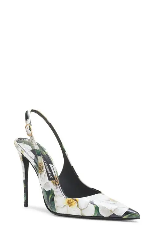 Dolce & Gabbana Gardenia Print Slingback Pumps