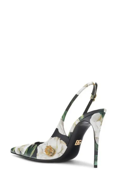Dolce & Gabbana Gardenia Print Slingback Pumps