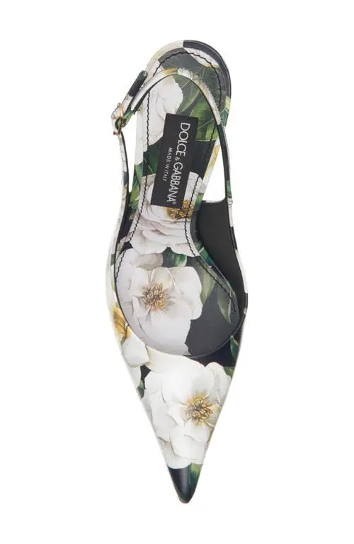 Dolce & Gabbana Gardenia Print Slingback Pumps