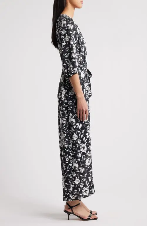 CONNECTED APPAREL Puff Sleeve Faux Wrap Maxi Dress