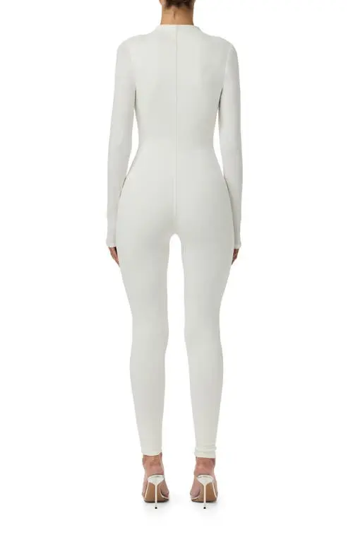 Naked Wardrobe Quarter Zip Jumpsuit - White