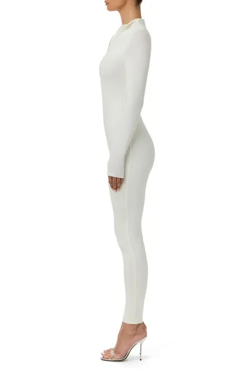 Naked Wardrobe Quarter Zip Jumpsuit - White