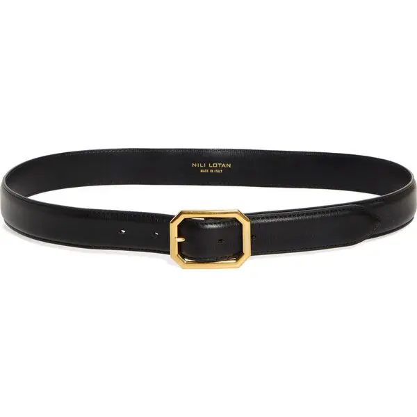 NILI LOTAN Anais Leather Belt - Black