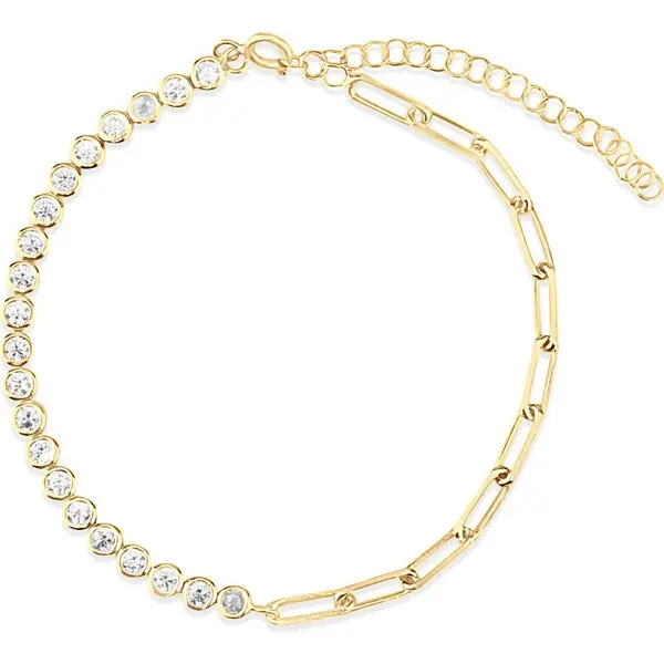 SHYMI Half Link Half Tennis Bracelet - Gold