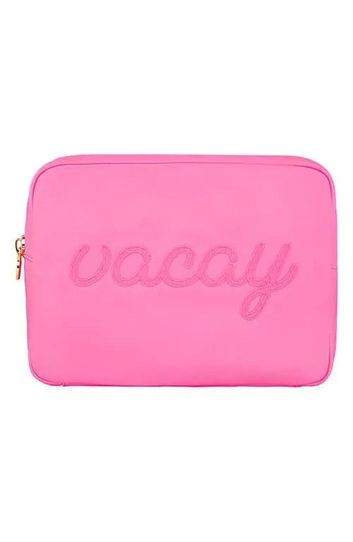 Stoney Clover Lane Vacay Embroidered Nylon Pouch - Bubblegum