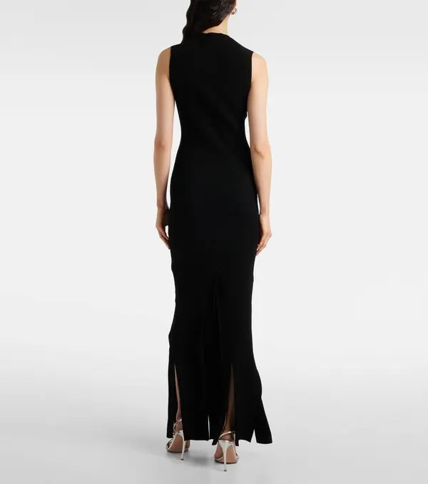 Victoria Beckham Pleated Ribbed-knit Gown - Black