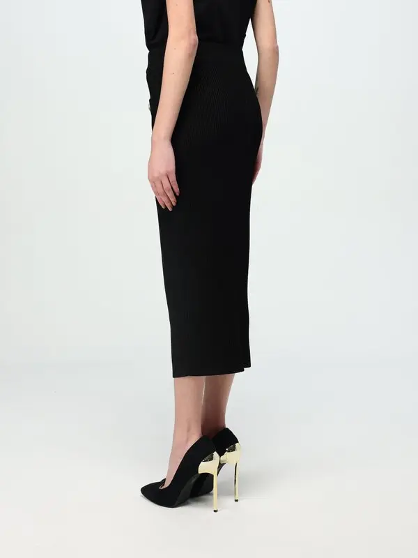 Balmain Ribbed Knit Midi Skirt - Black
