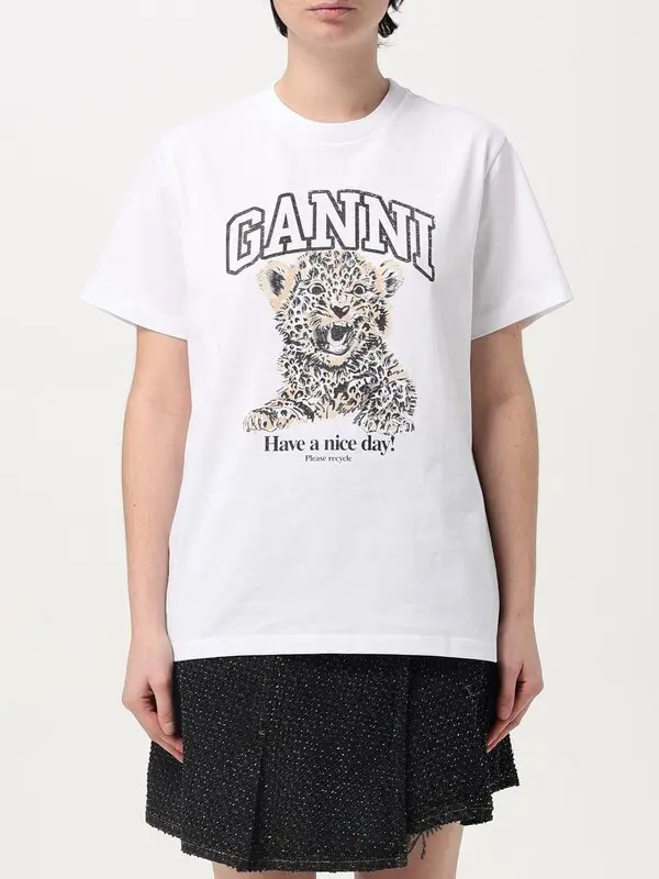GANNI Graphic Print T-shirt - White