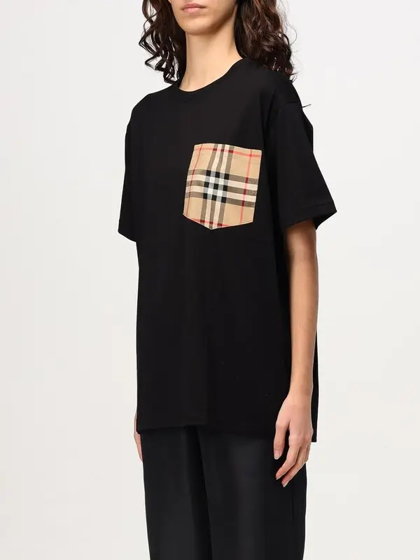 Burberry Checked Pocket T-shirt - Black