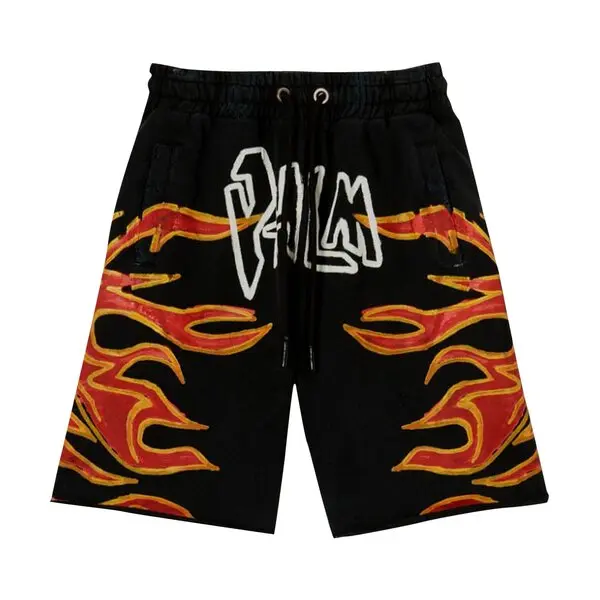 Palm Angels Gd Graffiti Flames Sweatshorts - Black