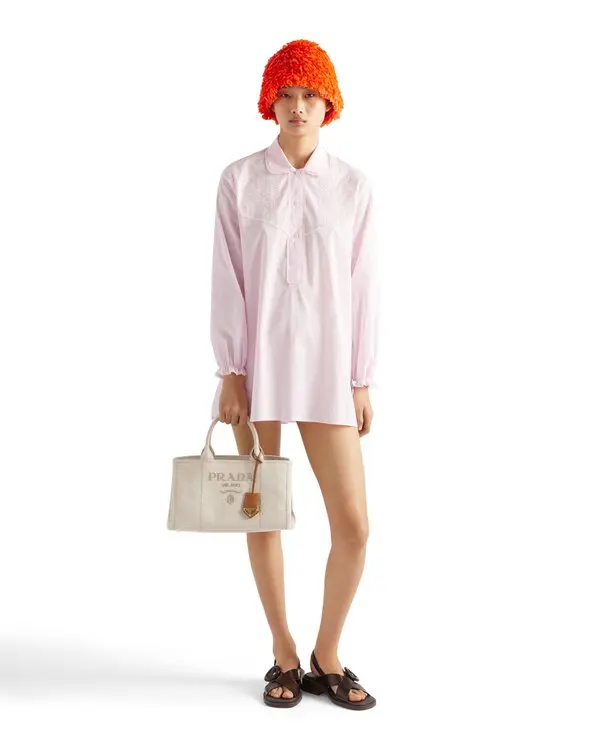 Prada Jardinière Large Linen Blend Handbag - Neutral