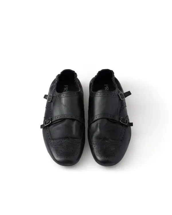 Prada Double Monk Strap Shoes - Black | Editorialist