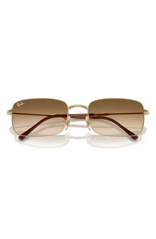 Ray-ban 56mm Gradient Rectangle Sunglasses - Gold Flash