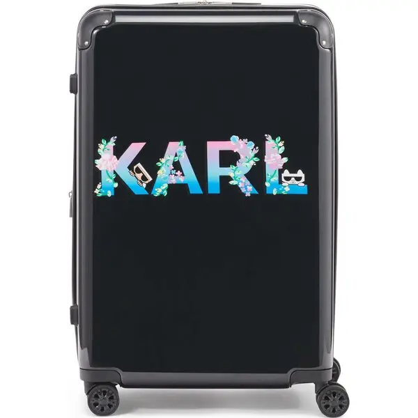 Karl Lagerfeld Karl Flowers Upright Suitcase - Black