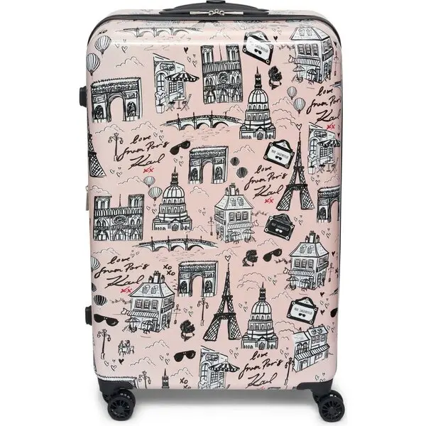 Karl Lagerfeld In Paris Upright Suitcase - Pink/black