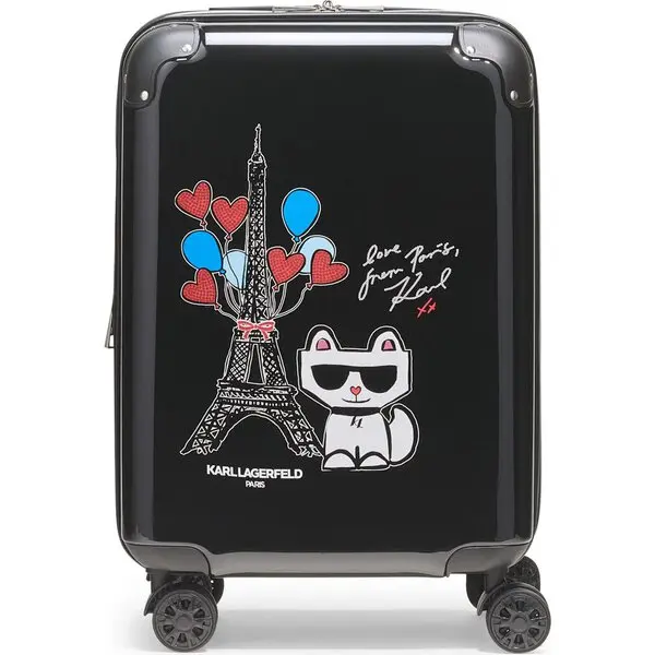 Karl Lagerfeld Up In Paris 21" Carry-on Suitcase - Black