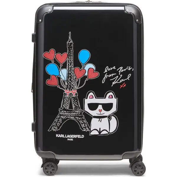 Karl Lagerfeld Up In Paris Upright Suitcase - Black