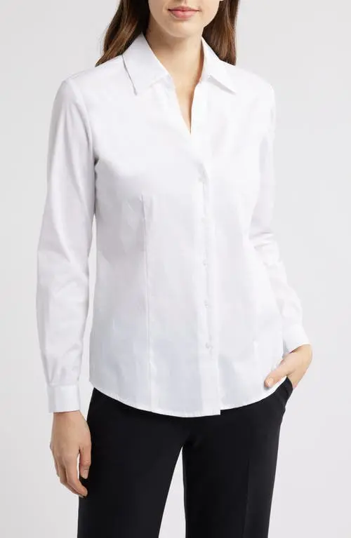 Anne Klein Cotton-blend Poplin Button-up Shirt