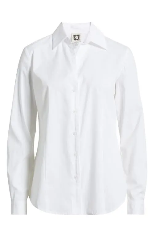 Anne Klein Cotton-blend Poplin Button-up Shirt