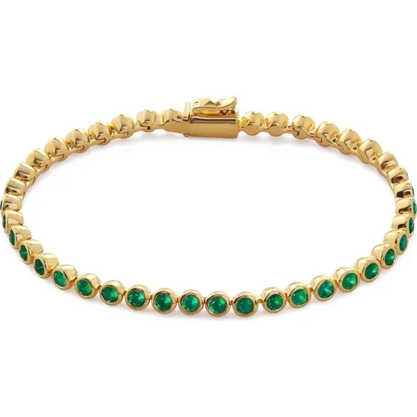 Monica Vinader Green Onyx Bezel Tennis Bracelet - 18k Gold Vermeil