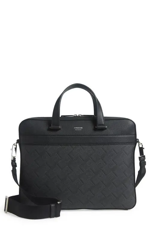 FERRAGAMO Gancio Embossed Briefcase - Nero Grigio