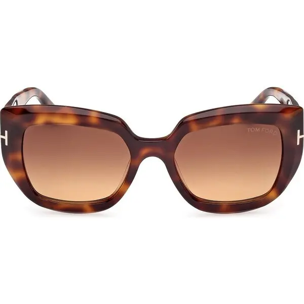 TOM FORD 53mm Butterfly Sunglasses - Classic Havana / T Logo