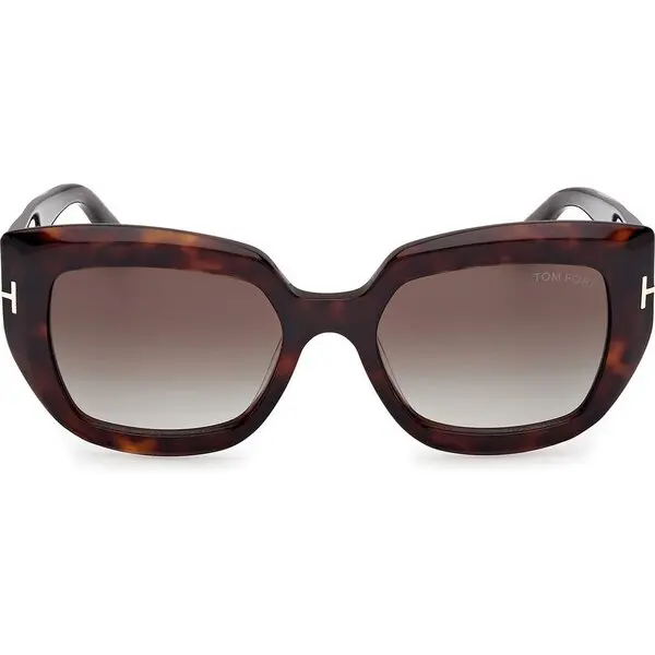TOM FORD 53mm Butterfly Sunglasses - Dark Havana Eco /t Logo