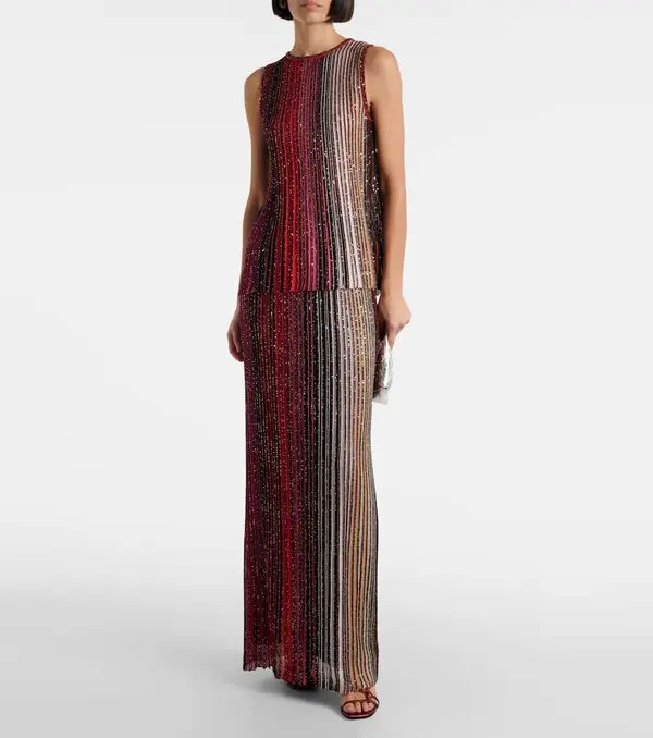 Missoni Striped Sequined Lame Maxi Skirt