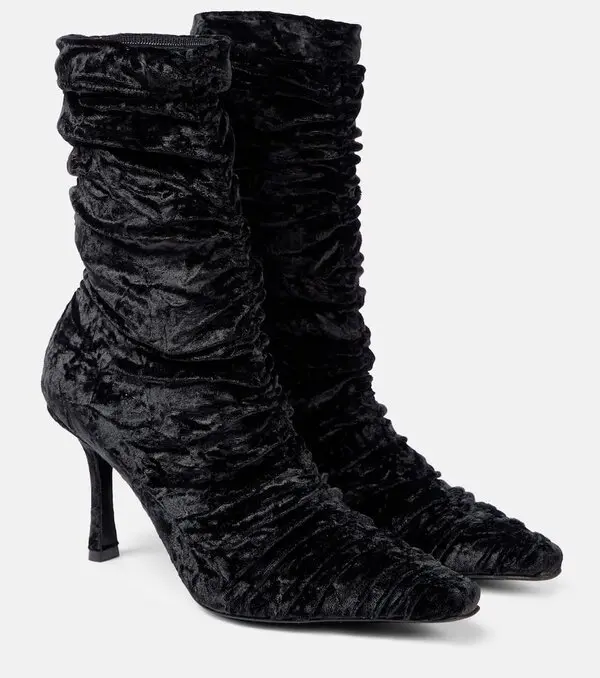 JIMMY CHOO Lotta 85 Velvet Ankle Boots - Black