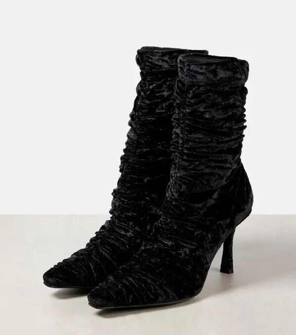 JIMMY CHOO Lotta 85 Velvet Ankle Boots - Black