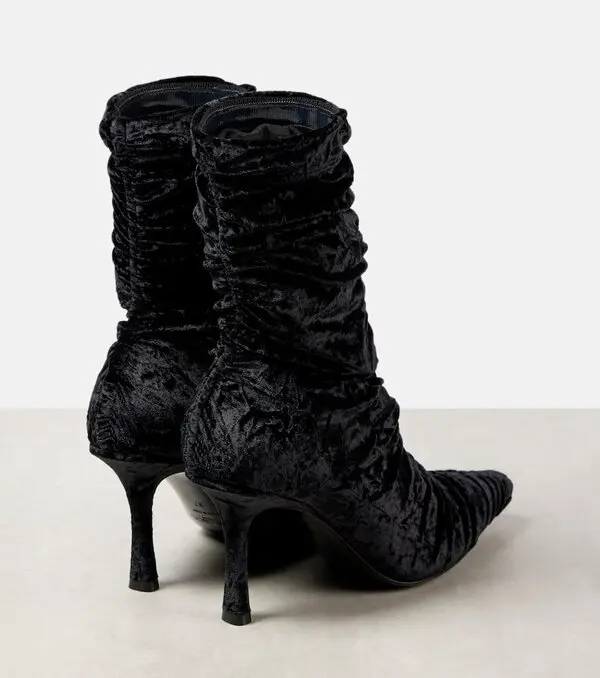 JIMMY CHOO Lotta 85 Velvet Ankle Boots - Black