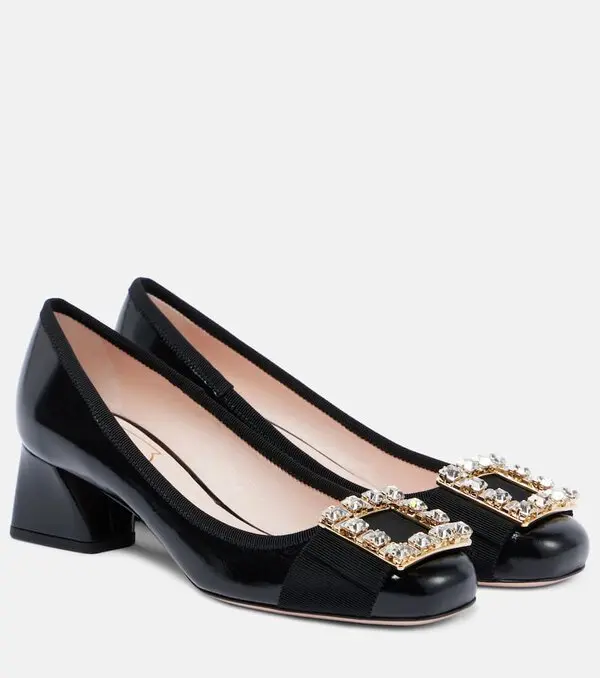 ROGER VIVIER Tres Vivier Embellished Patent Leather Pumps