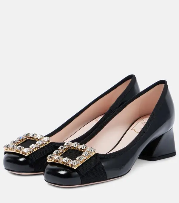 ROGER VIVIER Tres Vivier Embellished Patent Leather Pumps