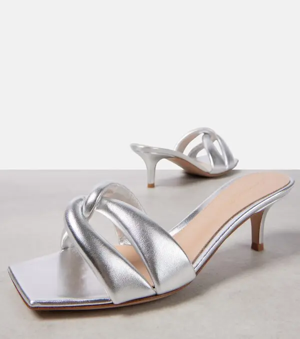 GIANVITO ROSSI Amour Metallic Leather Mules