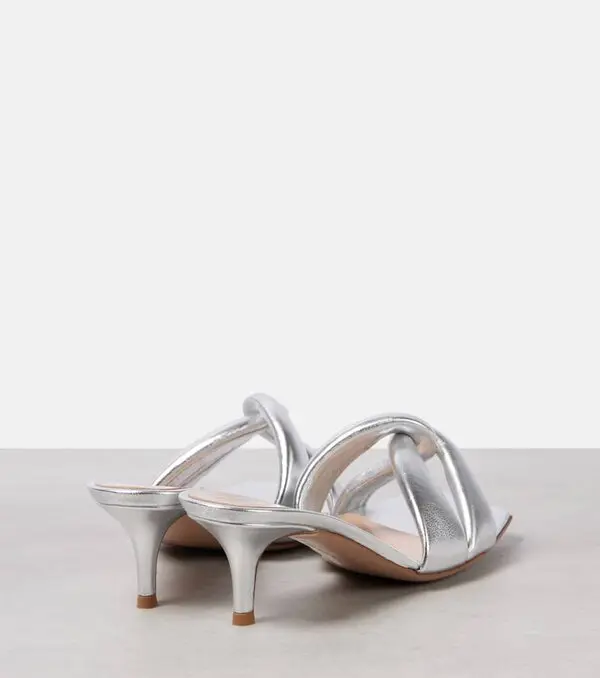 GIANVITO ROSSI Amour Metallic Leather Mules