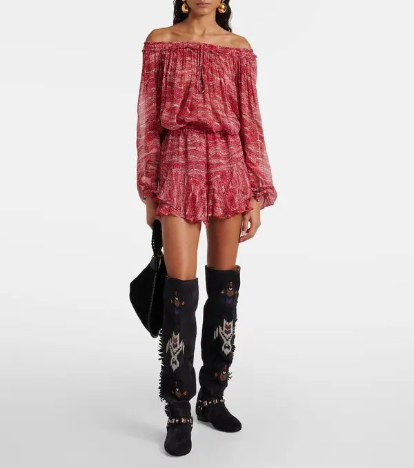 MARANT ETOILE Sornel Printed Ruffled Shorts
