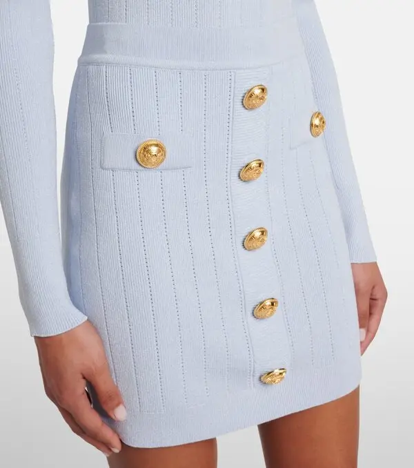 Balmain Knitted Miniskirt - Blue