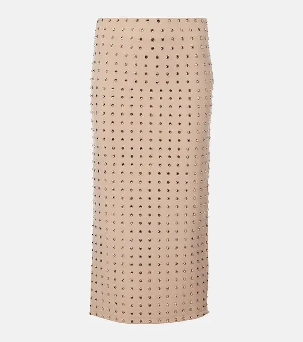 Sportmax Nome Crystal-embellished Midi Skirt - Beige
