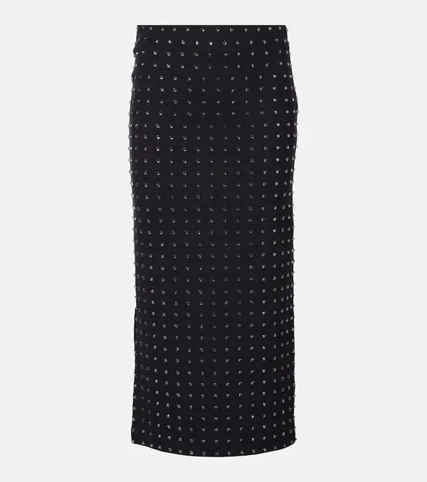 Sportmax Nome Crystal-embellished Midi Skirt - Black