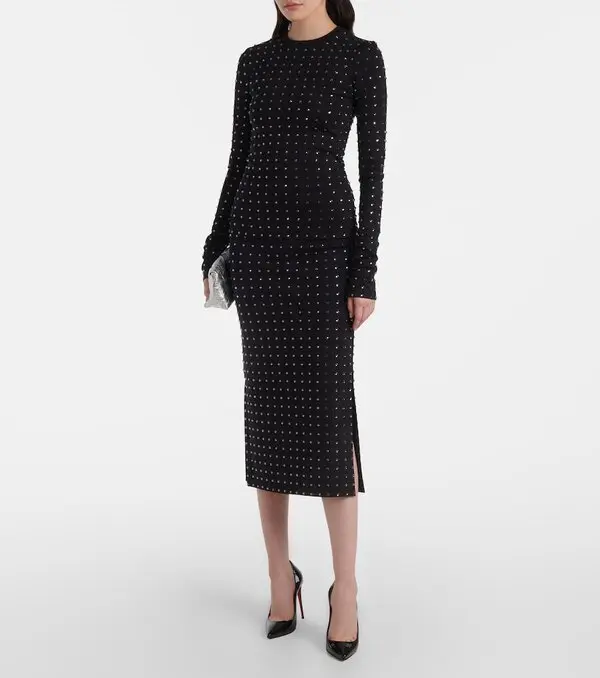 Sportmax Crystal-embellished Midi Skirt - Black