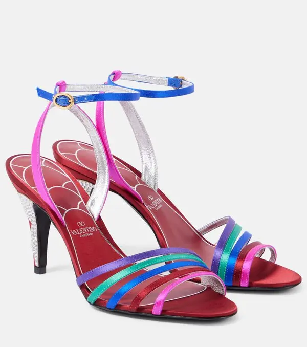 Valentino Garavani Ladycrush Embellished Leather Sandals - Multicoloured