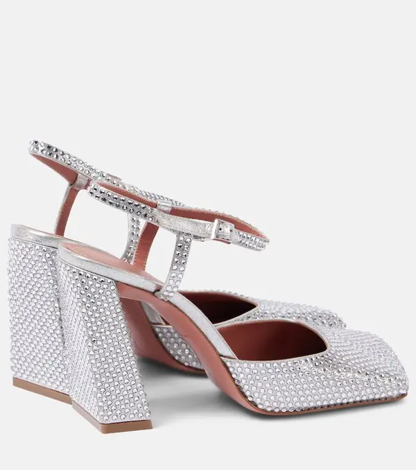 Amina Muaddi Charlotte Crystal-embellished Satin Pumps