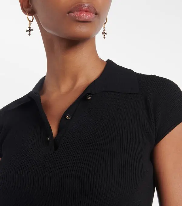 Dolce & Gabbana Ribbed-knit Polo Shirt - Black